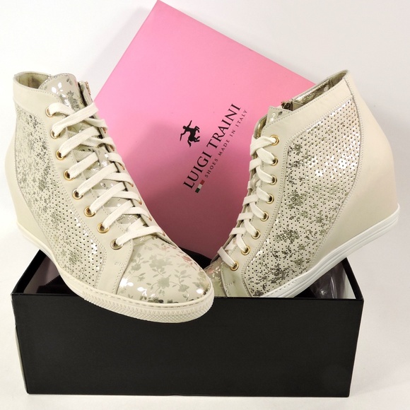 Luigi traini | Shoes | Luigi Traini Womens Beige Leather Comfort Wedge ...